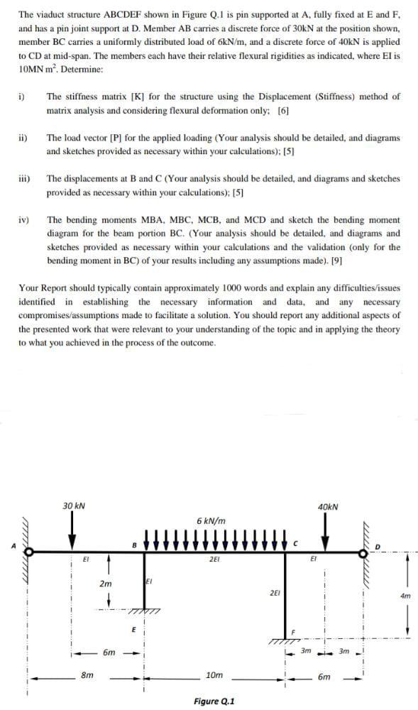 Solved The viaduct structure ABCDEF shown in Figure Q.1 is | Chegg.com