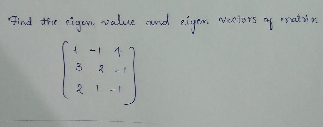 Solved find the eigen value and Nectors matrin eigen of - 4 | Chegg.com
