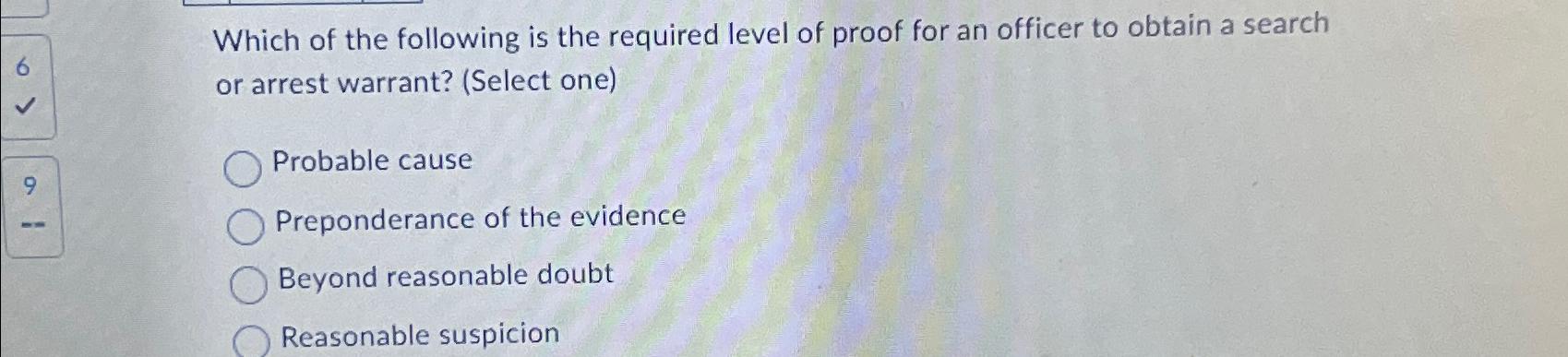 Solved Which of the following is the required level of proof | Chegg.com