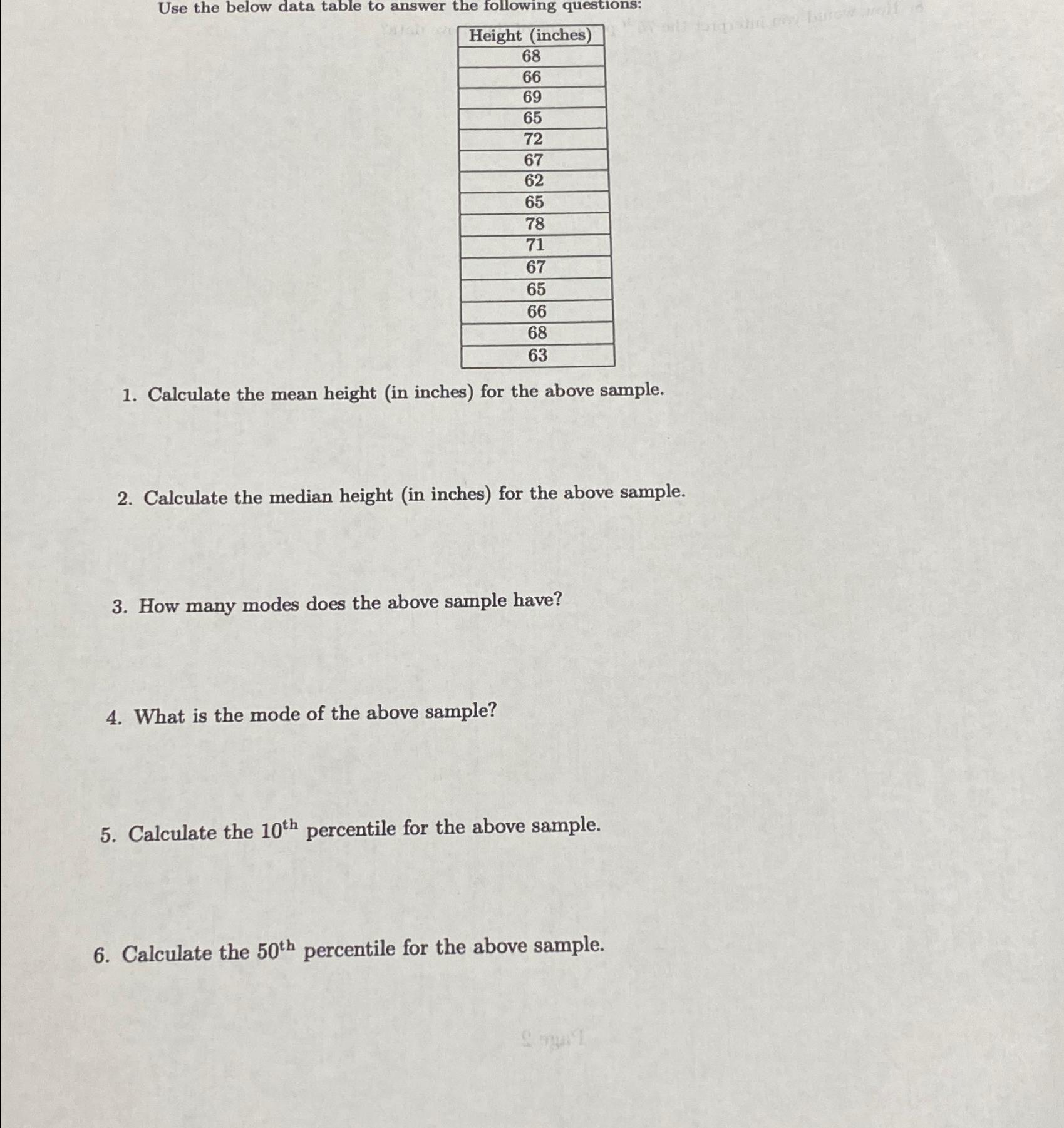 Solved Use the below data table to answer the following | Chegg.com