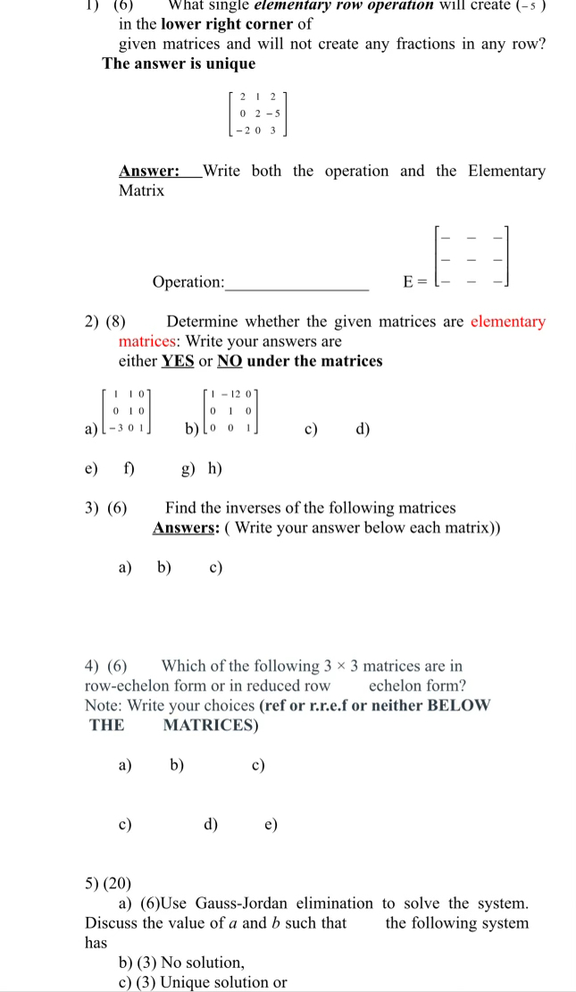 Solved in the lower right corner ofgiven matrices and will | Chegg.com