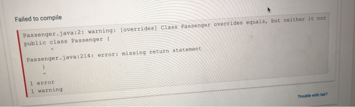 Solved Failed to compile Passenger.java:2: warning: | Chegg.com