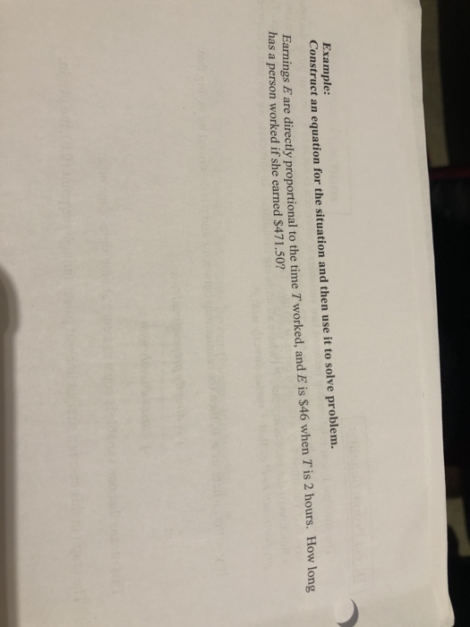 Solved Example: Construct an equation for the situation and | Chegg.com