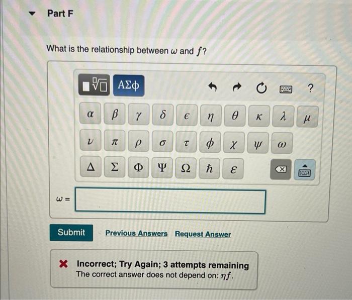 Part F What is the relationship between w and f? ΡΟΙ | Chegg.com