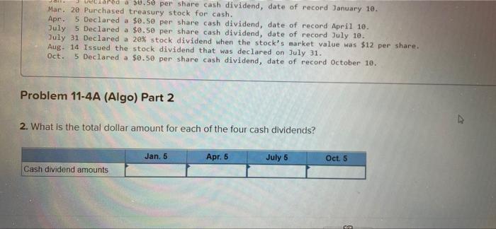 Solved Check Problem 11-4A (Algo) Analyzing changes in | Chegg.com