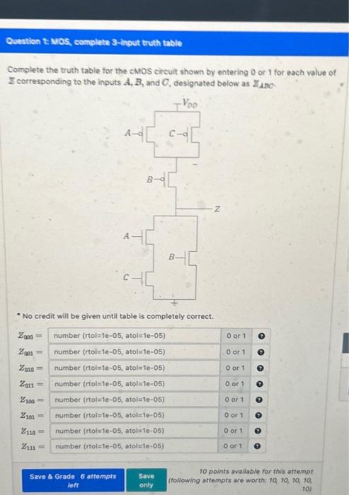 Solved Complete the truth table for the cMOS circuit shown | Chegg.com