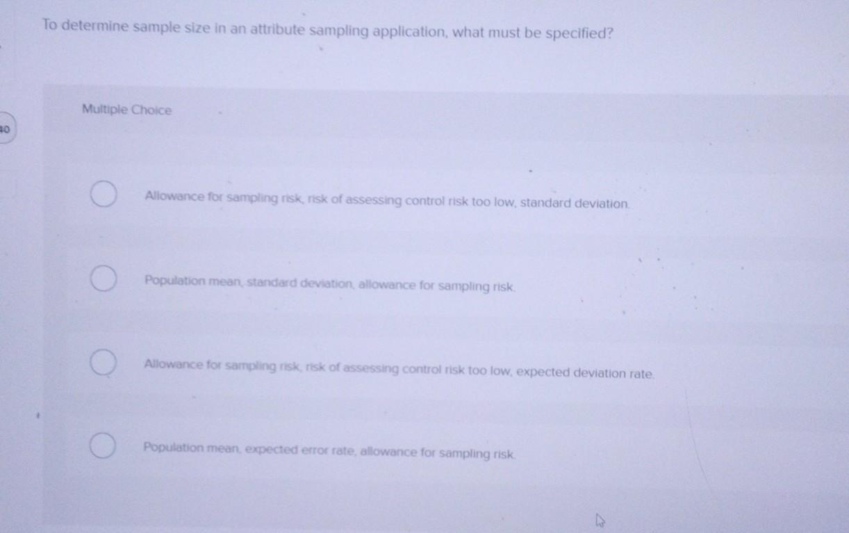Solved To determine sample size in an attribute sampling | Chegg.com