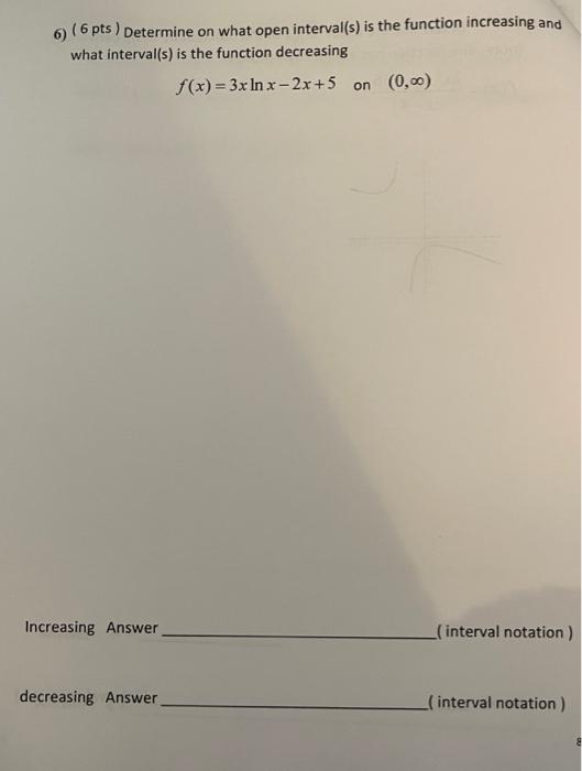 Solved 6) ( 6 pts) Determine on what open interval(s) is the | Chegg.com