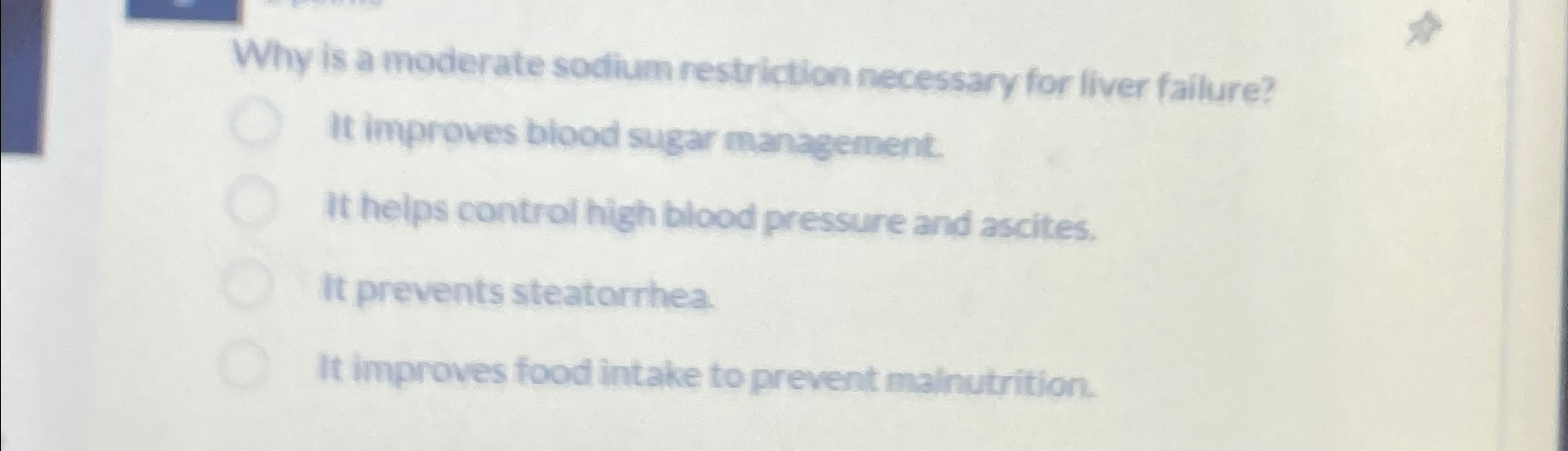 Solved Why is a moderate sodium restriction necessary for | Chegg.com