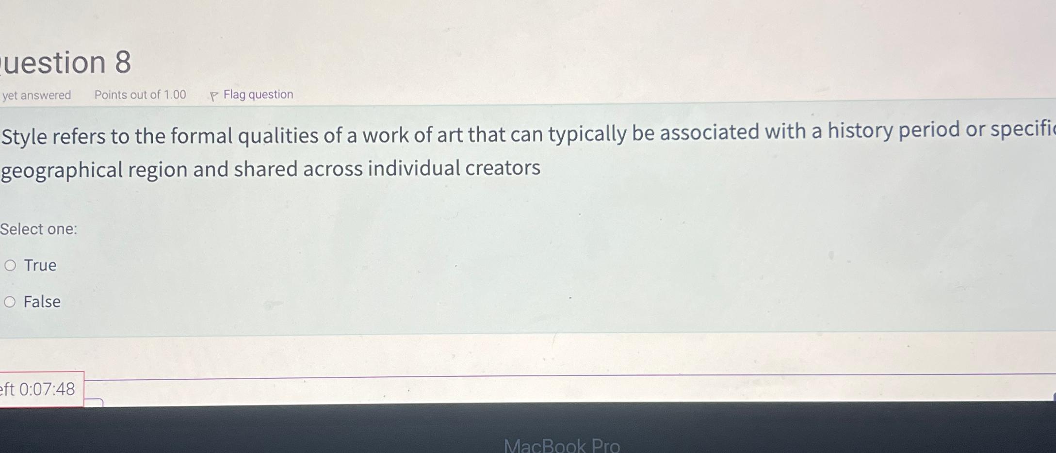 Solved Style refers to the formal qualities of a work of art | Chegg.com