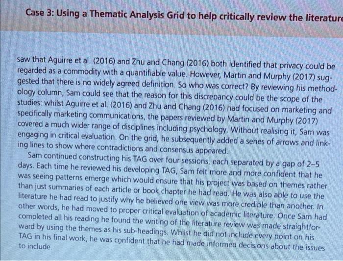 Solved Case 3 Using a Thematic Analysis Grid to help | Chegg.com