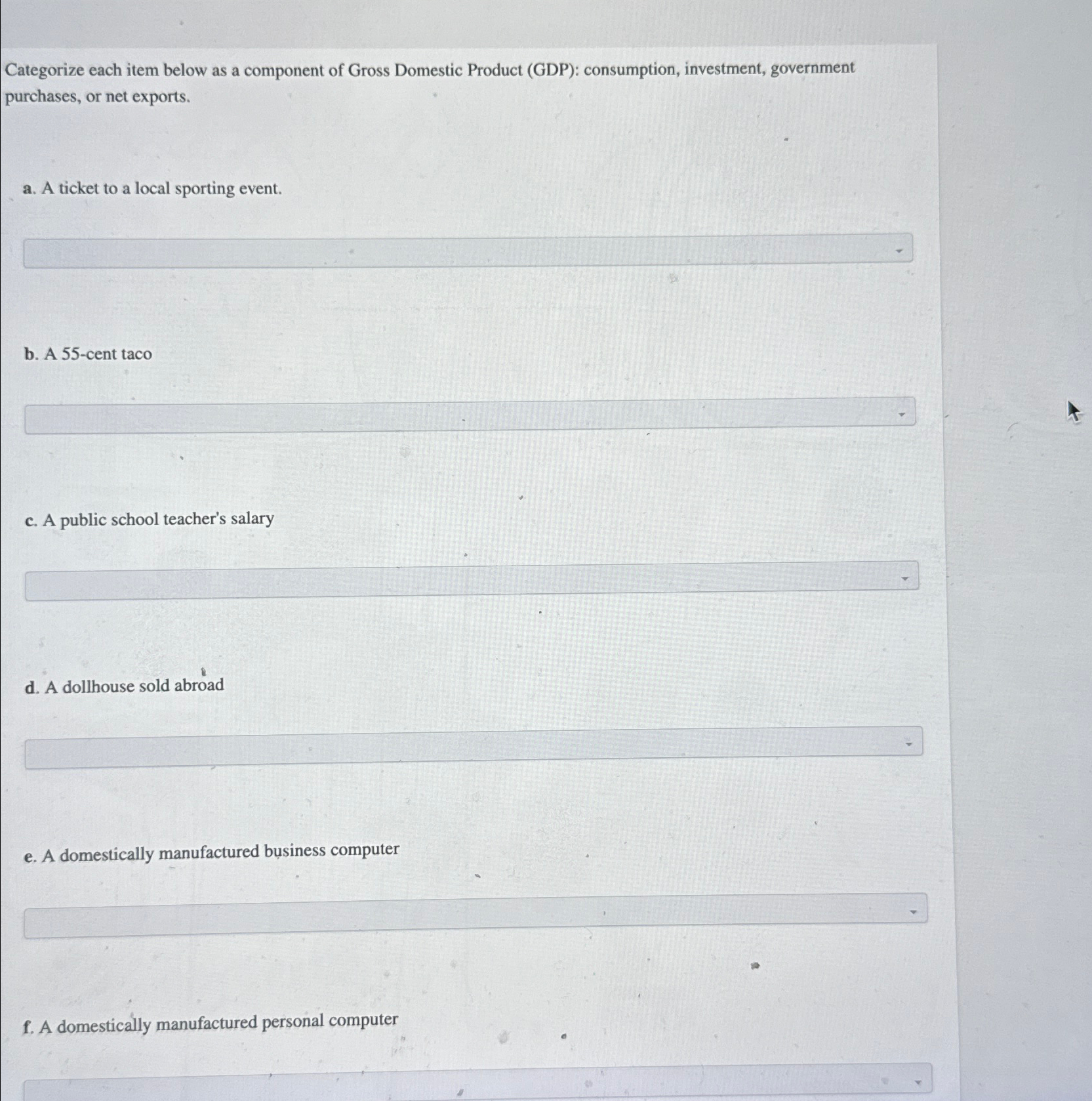 Solved Categorize each item below as a component of Gross | Chegg.com