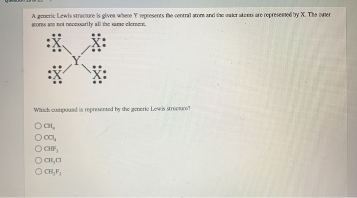 Solved A generic Lewis structure is given where Y represents | Chegg.com