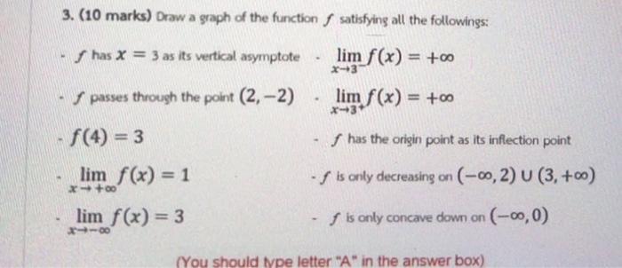 Solved 3. (10 marks) Draw a graph of the function f | Chegg.com