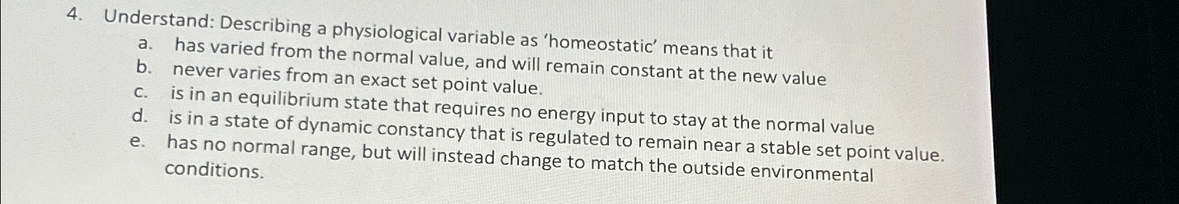 Solved Understand: Describing a physiological variable as | Chegg.com