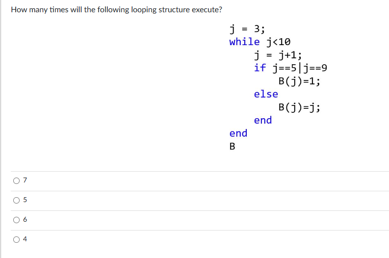 Solved How many times will the following looping structure | Chegg.com