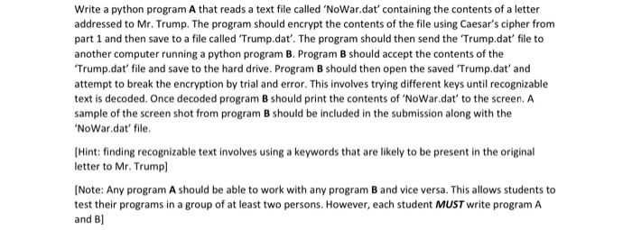 Solved Write a python program A that reads a text file | Chegg.com