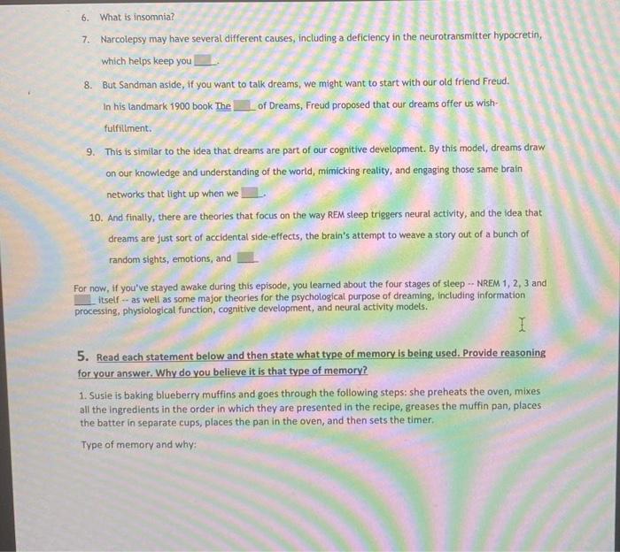 Solved 4. To Sleep. Perchance to Dream - Crash Course | Chegg.com