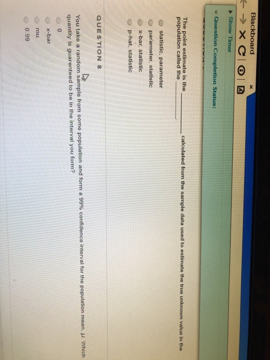 Solved Blackboard X → X COQ Show Timer Question Completion | Chegg.com