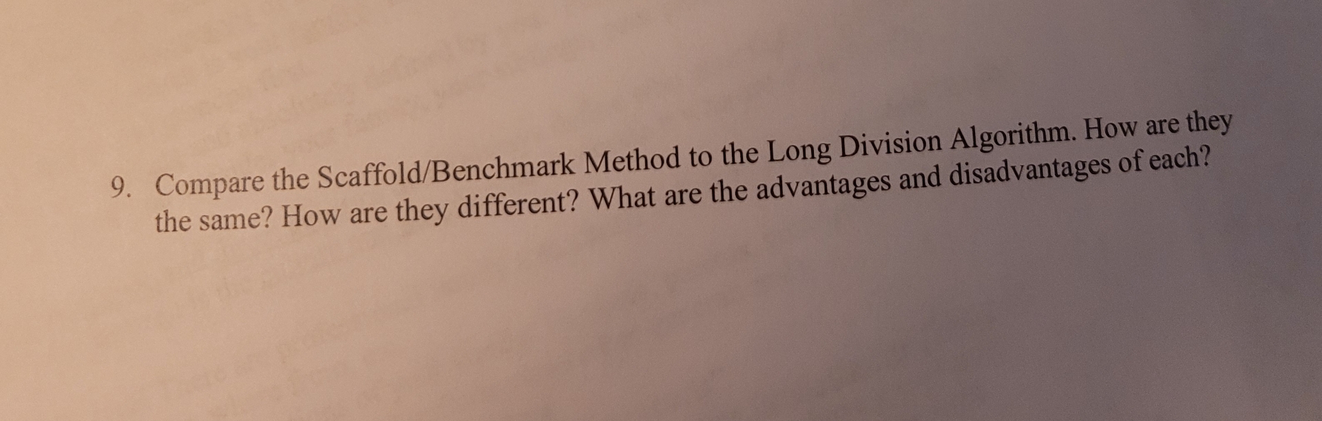 Solved Compare the Scaffold/Benchmark Method to the Long | Chegg.com