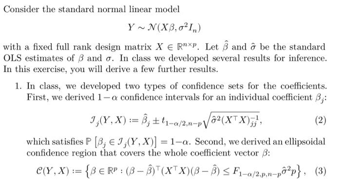 Solved Consider the standard normal linear model | Chegg.com