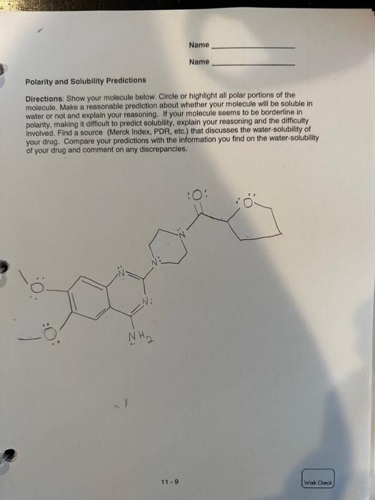 Using the structural model of terazosin, predict the | Chegg.com