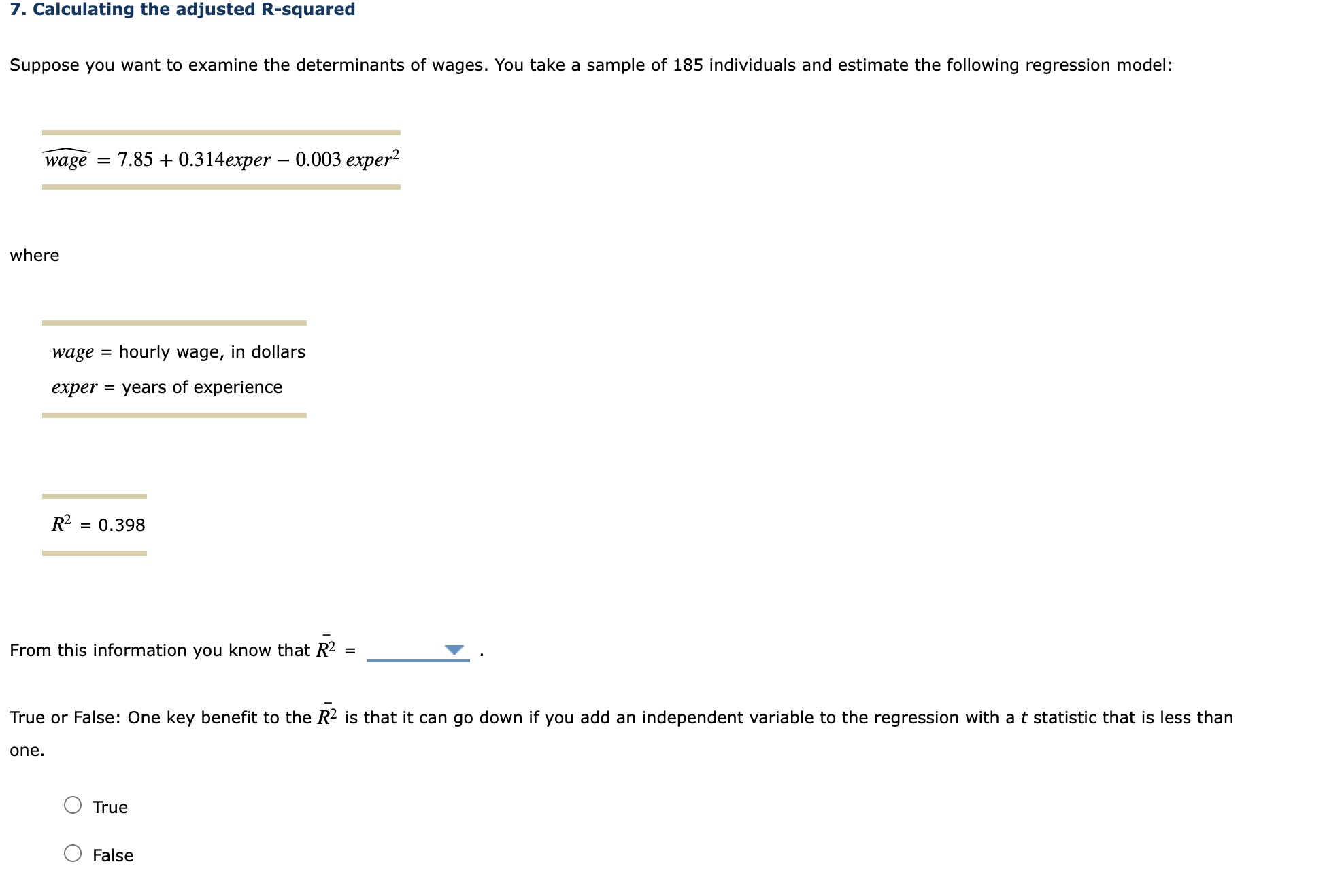 Solved ICalculating the adjusted R-squaredSuppose you want | Chegg.com