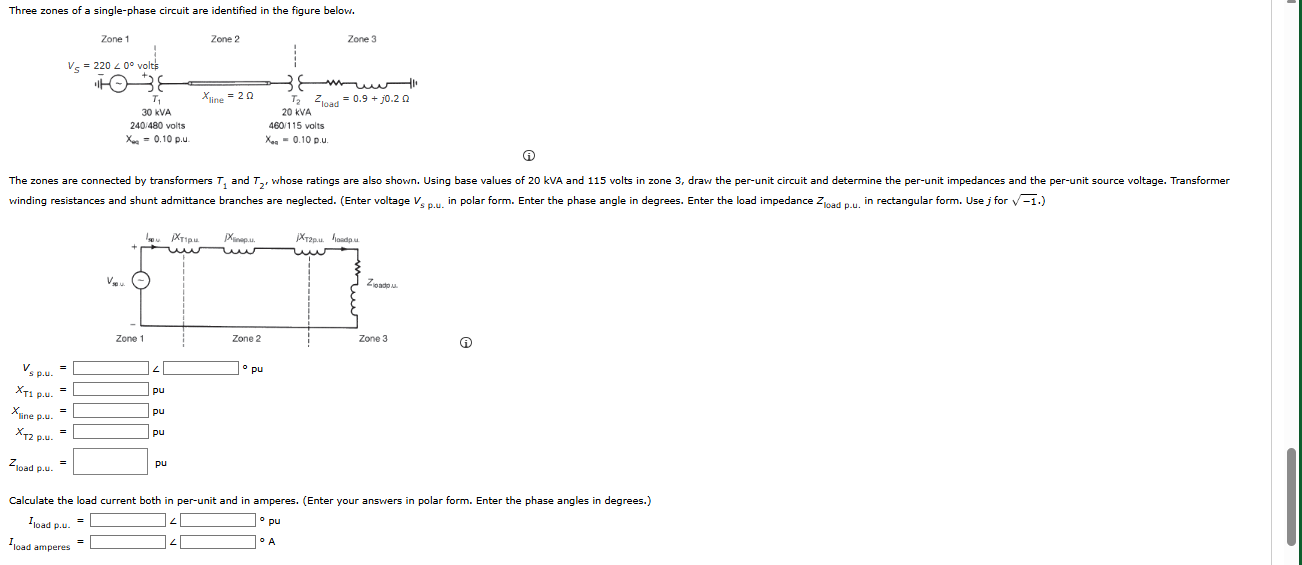 Solved Three zones of a single-phase circuit are identified | Chegg.com