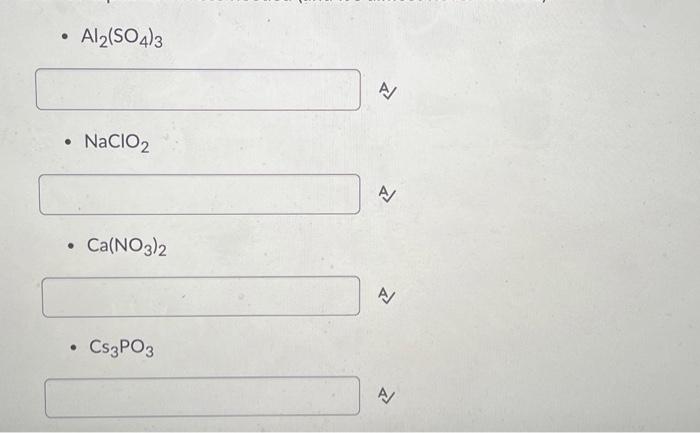 Solved - Al2 S3 - NaCl A A - CaF2 - Mg3P2- NaClO2 | Chegg.com