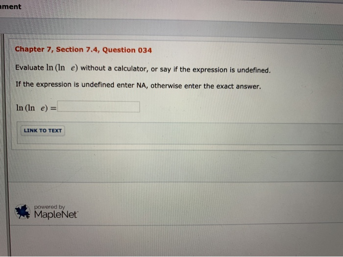 Solved nment Chapter 7, Section 7.4, Question 034 Evaluate | Chegg.com
