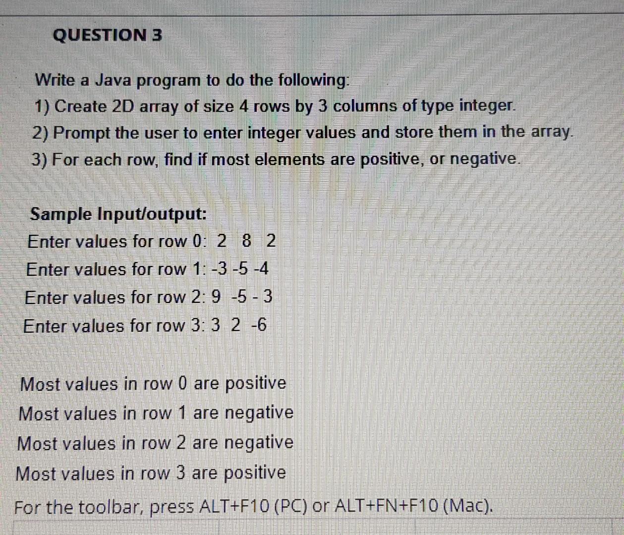 Solved QUESTION 3 Write a Java program to do the following: | Chegg.com