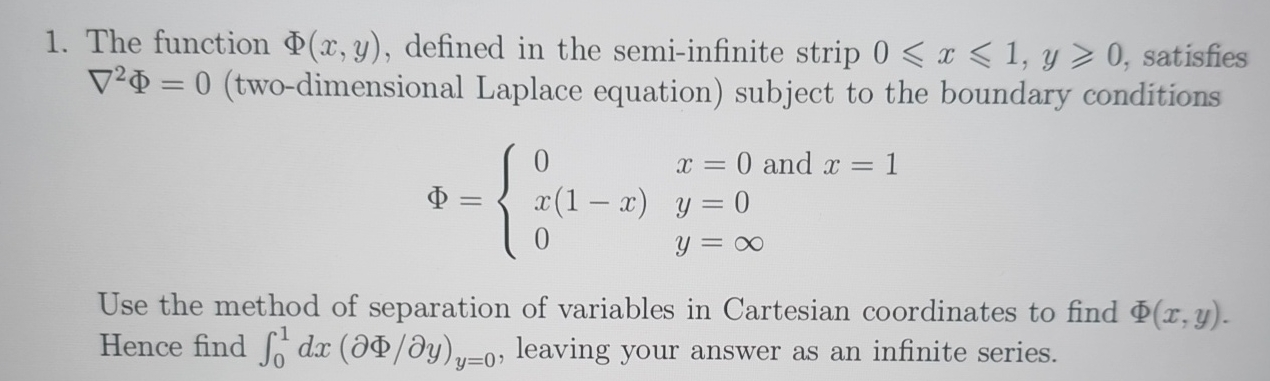 Solved The function Φ(x,y), ﻿defined in the semi-infinite | Chegg.com