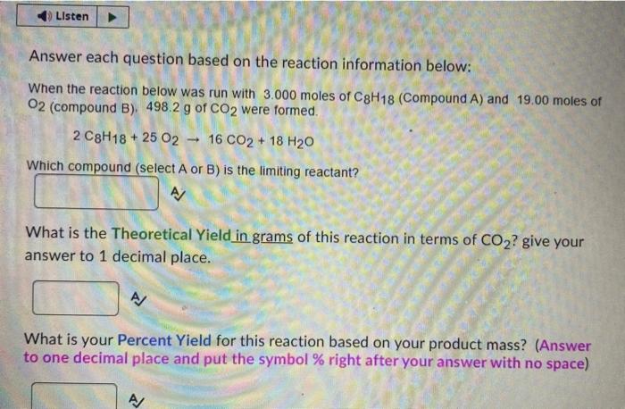Solved Answer each question based on the reaction | Chegg.com