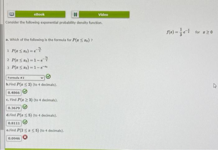 Solved Consider the following exponential probability | Chegg.com
