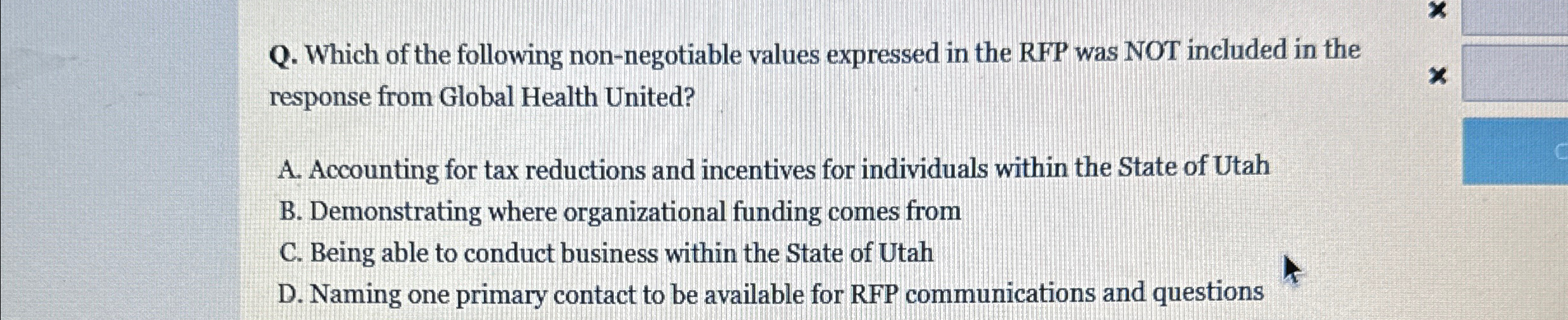 Solved Q. ﻿Which of the following non-negotiable values | Chegg.com