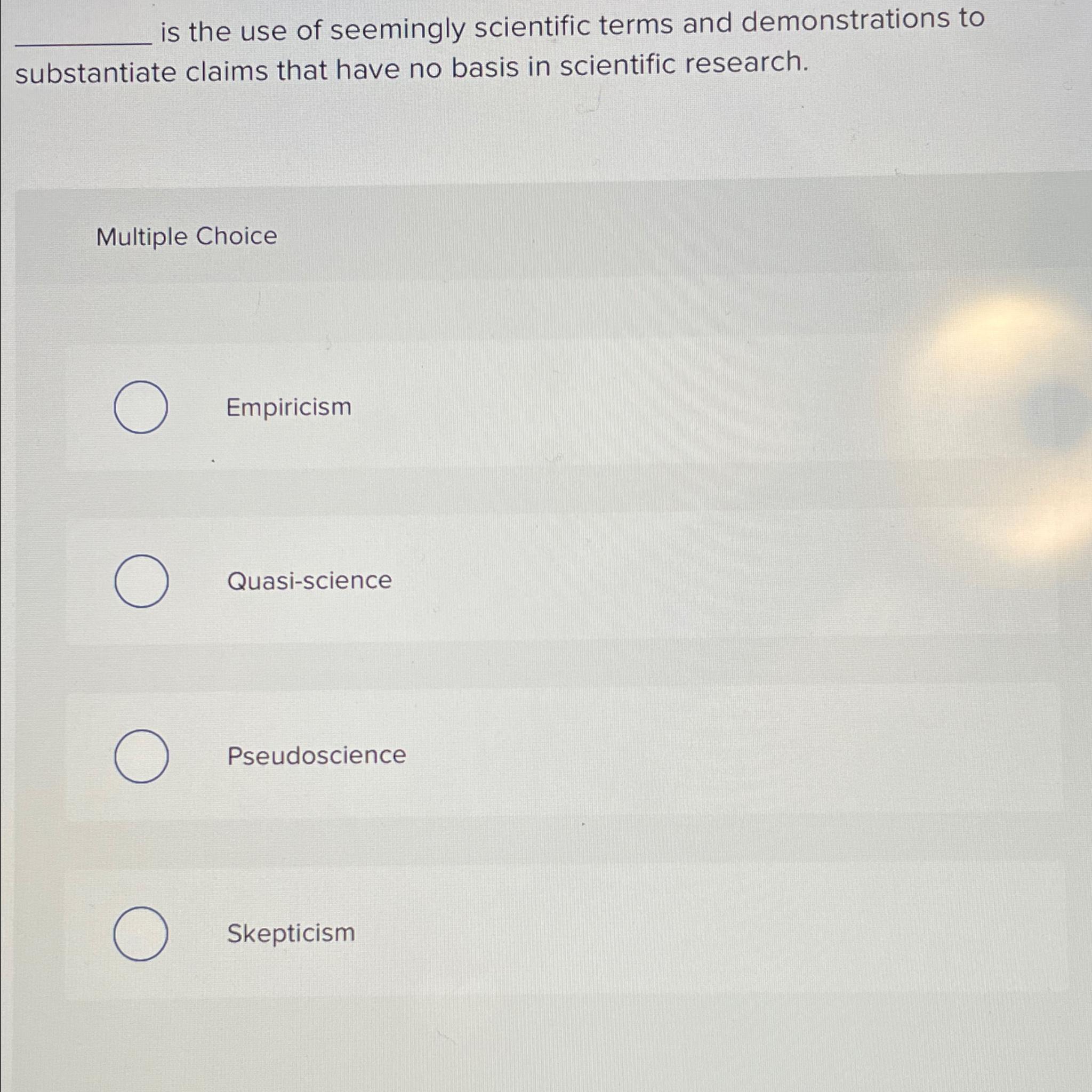 Solved is the use of seemingly scientific terms and | Chegg.com