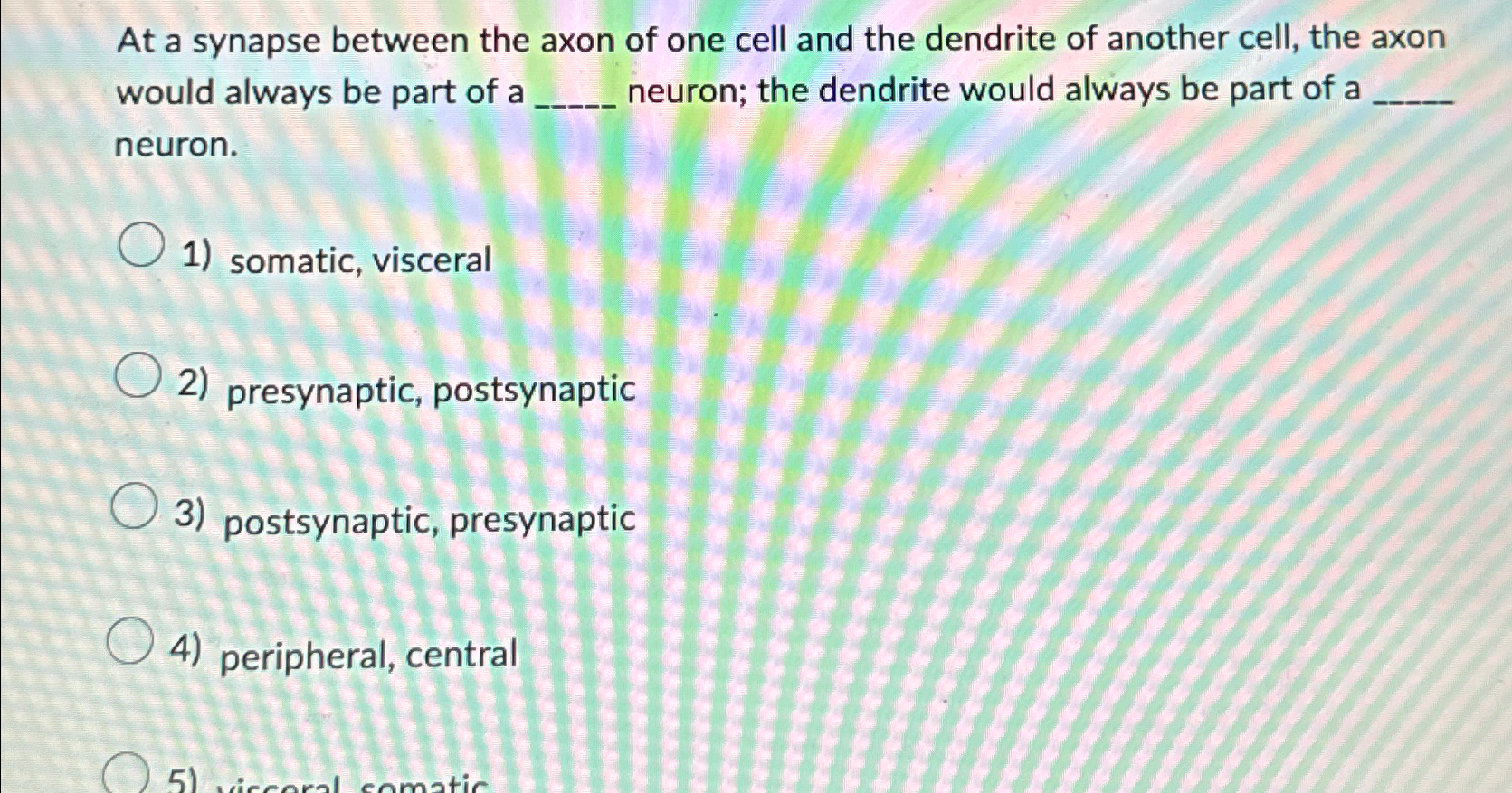 Solved At a synapse between the axon of one cell and the | Chegg.com
