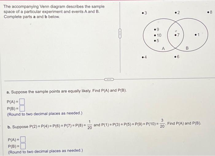 Solved The accompanying Venn diagram describes the sample | Chegg.com