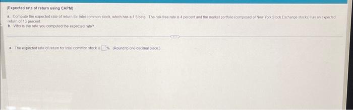 Solved (Expected rate of return using CAPM) cetian of 13 | Chegg.com