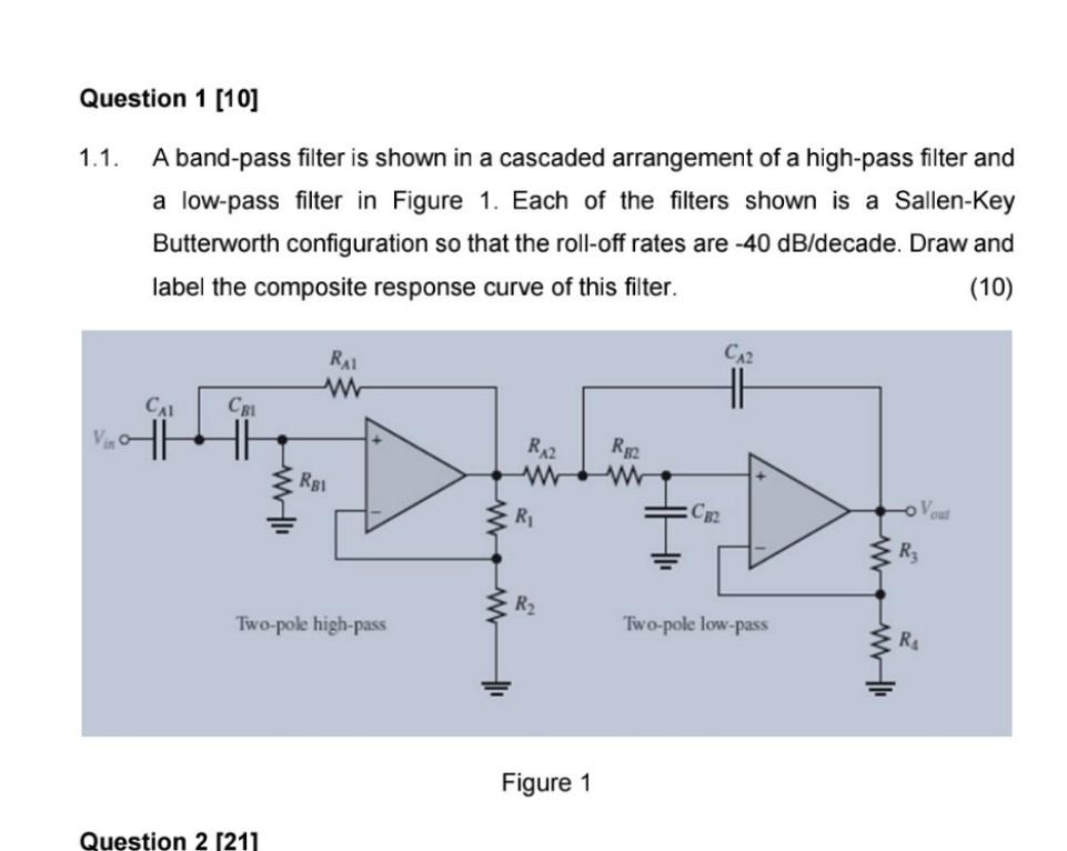 1. A band-pass filter is shown in a cascaded | Chegg.com