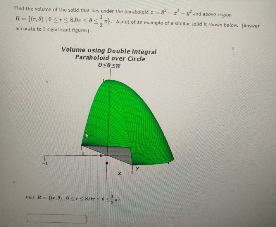 Solved Find the volume of the solid that lies under the | Chegg.com