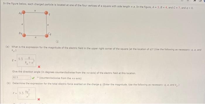 Solved In the figure below, each charged particle is located | Chegg.com