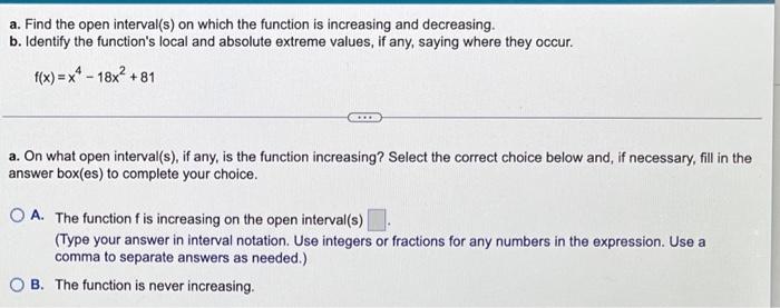 Solved a. Find the open interval(s) on which the function is | Chegg.com