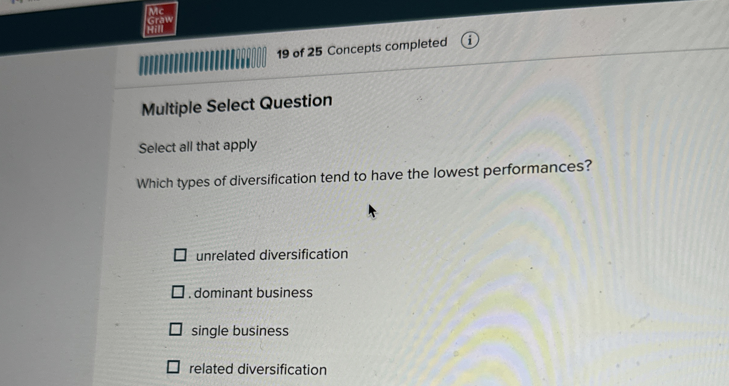 Solved 19 ﻿of 25 ﻿Concepts completed(i)Multiple Select | Chegg.com