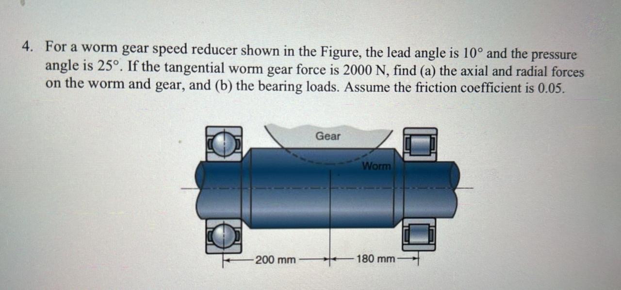 Solved For a worm gear speed reducer shown in the Figure, | Chegg.com