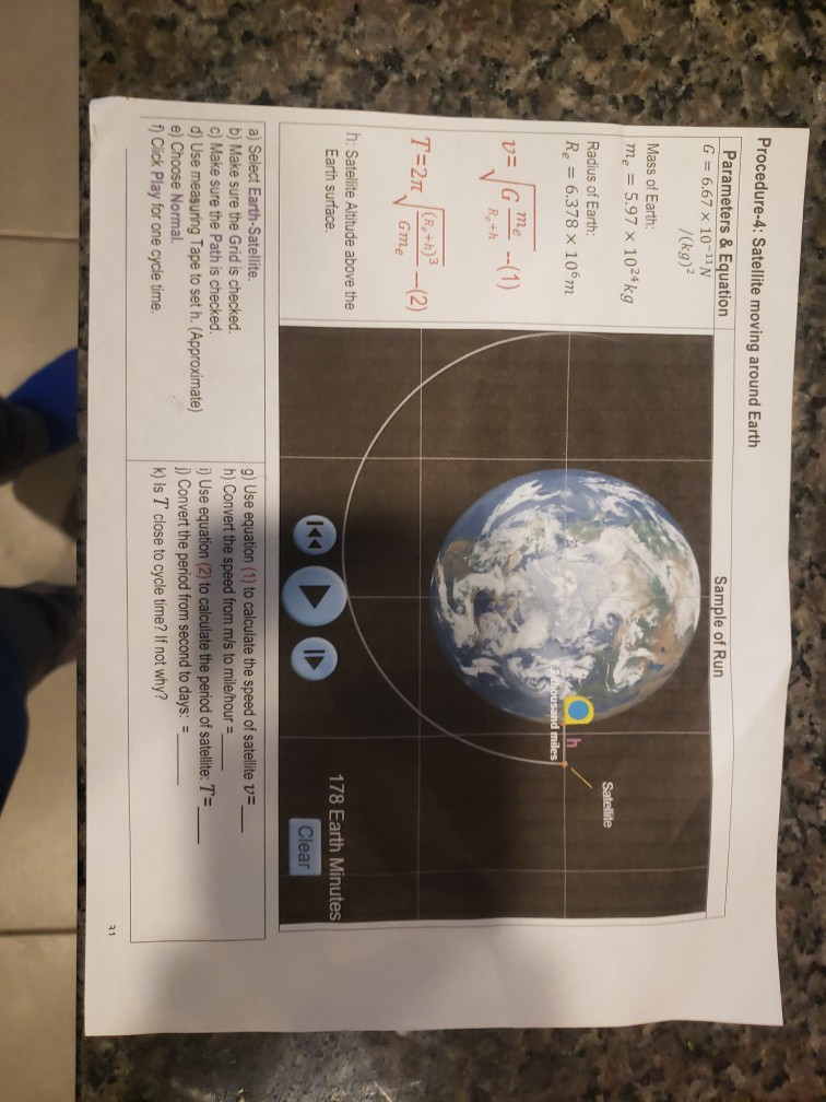 Solved Procedure-4: Satellite moving around Earth Parameters | Chegg.com