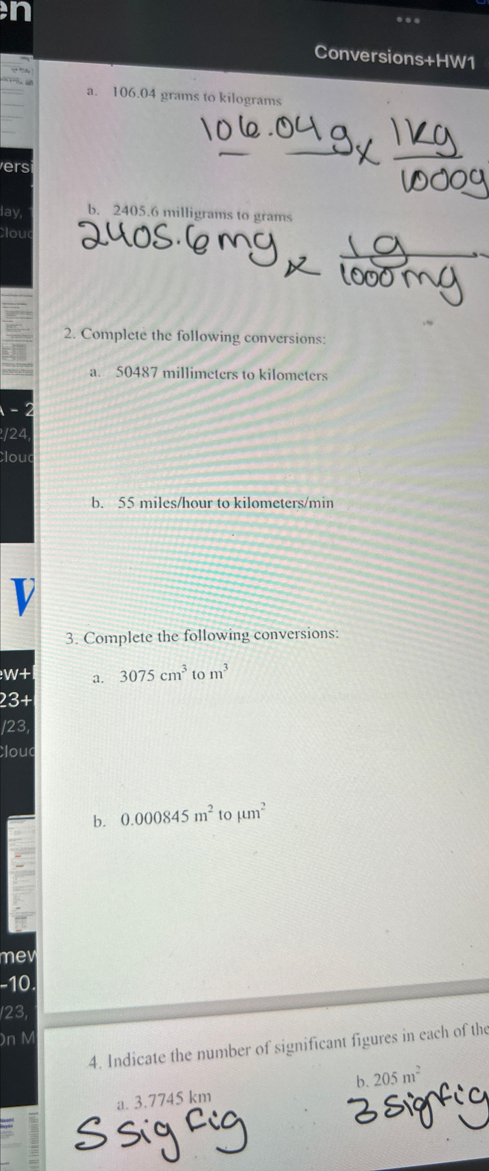 Solved Conversions+HW1a. 106.04grams to | Chegg.com