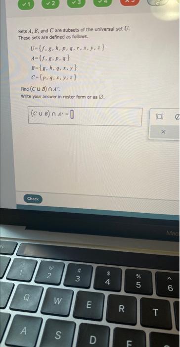Solved Sets A,B, and C are subsets of the universal set U. | Chegg.com