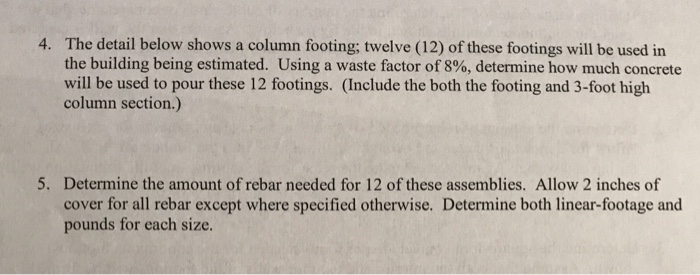 Solved 4. The detail below shows a column footing: twelve | Chegg.com
