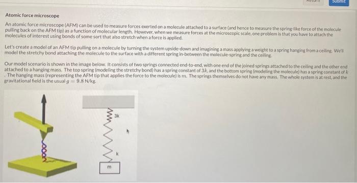 Solved Find an equation for the distance the bottom spring | Chegg.com